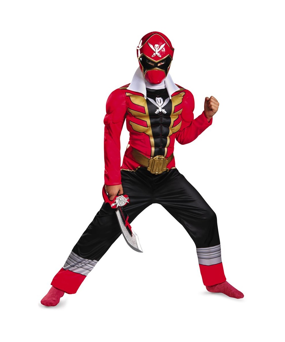 Red Ranger Super Megaforce Muscle Boys Superhero Costume - Boys Costumes